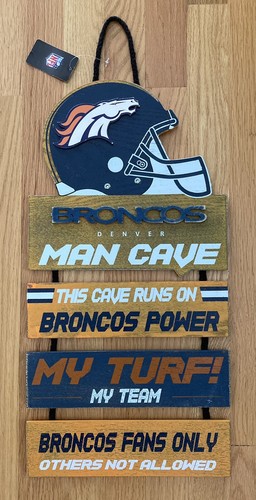 Denver Broncos Man Cave Wall Hanging Sign Wood NFL NEW WITH TAG | eBay