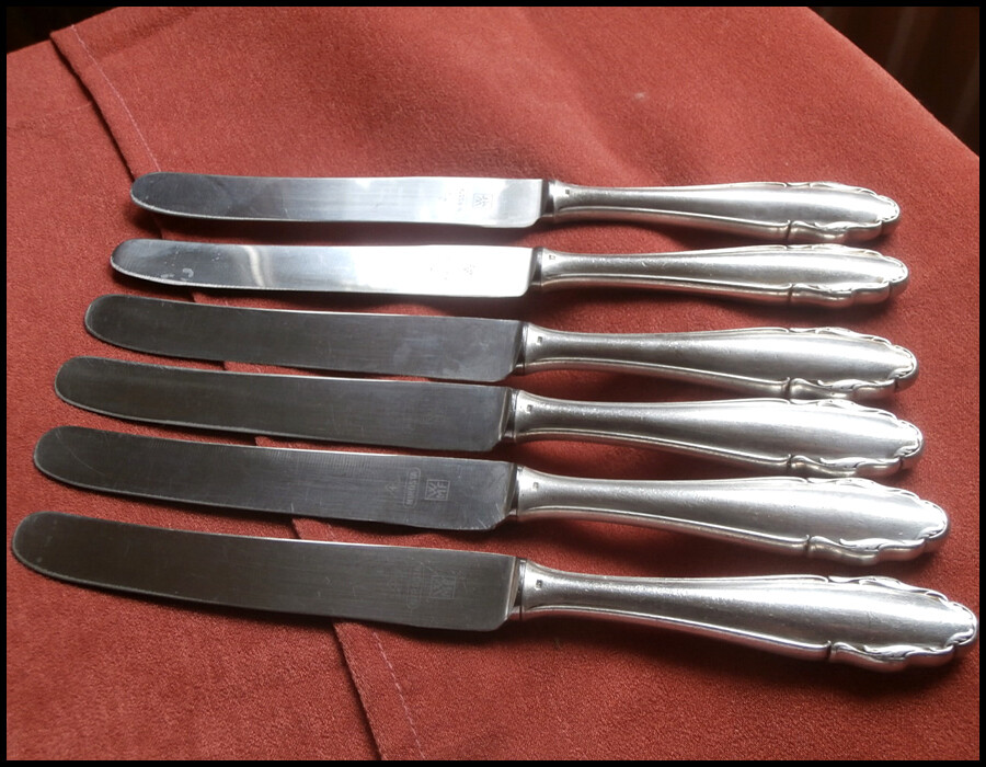 6 WMF Messer versilbert Punzen: 100 , 21 und WMF - 21,5 cm - (57/9 ...
