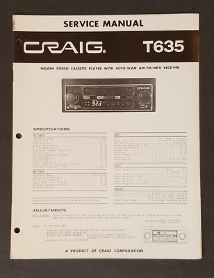 CRAIG Model T635 Service Manual. Indash Cassette Stereo Player AM/FM ...