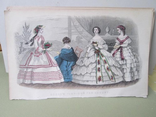 Vintage Print,AUGUST,Godeys,Fashion,1860 | eBay