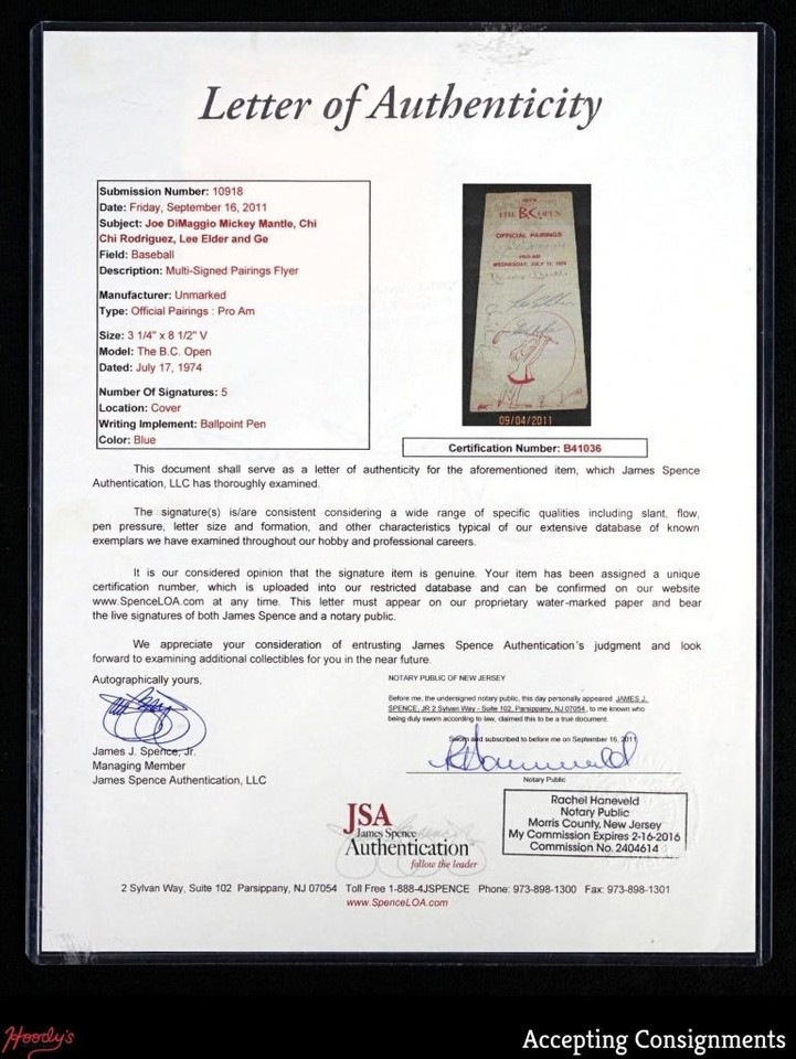 Joe DiMaggio, Mickey Mantle 1974 Pro Am Multi Signed Pairings Flyer AUTO JSA LOA | eBay