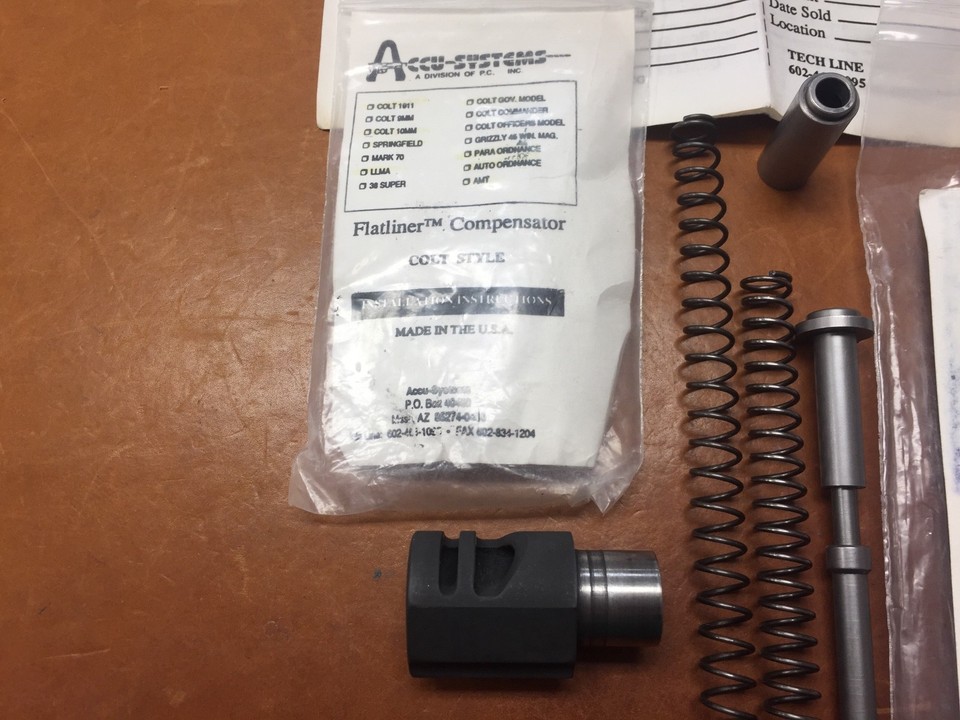 Rare 1911 .45 Accu-Systems Flatliner Compensator and Dual action recoil ...