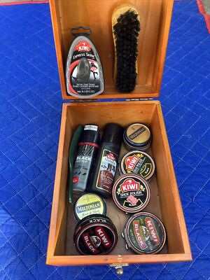 Vintage Wood Shoe Shine Box With Supplies | eBay