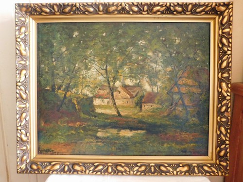 Adolphe POOT (1924-2006) "Houses In The Forest" Oil On Panel Belgian ...