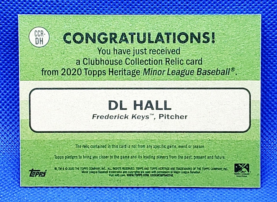 D.L. Hall / 2020 Topps Heritage Minor League Clubhouse Collection ...