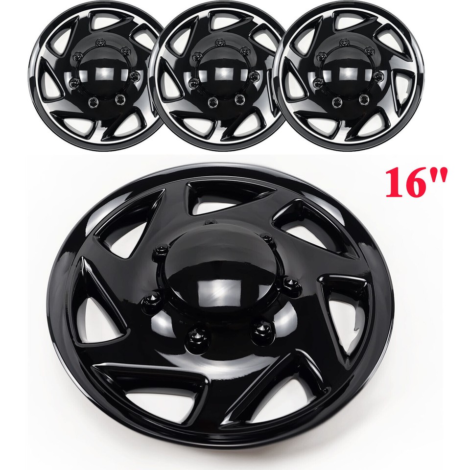 For Ford E350 E450 Econoline Van 1997-2023 16" BLK 4Pcs Full Wheel ...