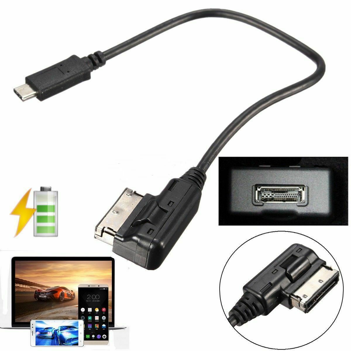 USB-C 3.1 to Media In AMI MDI Charger Cable Cord For VW AUDI Q5 Q7 ...