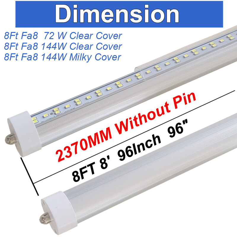 8 Foot LED Shop Lights Single Pin FA8 8FT LED Tube Light Bulbs T8 T12 ...