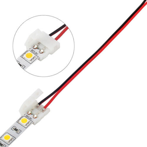 10 Pcs 2 Pin Power 8mm 10mm LED Strips Lights Connector Splice Clip For ...