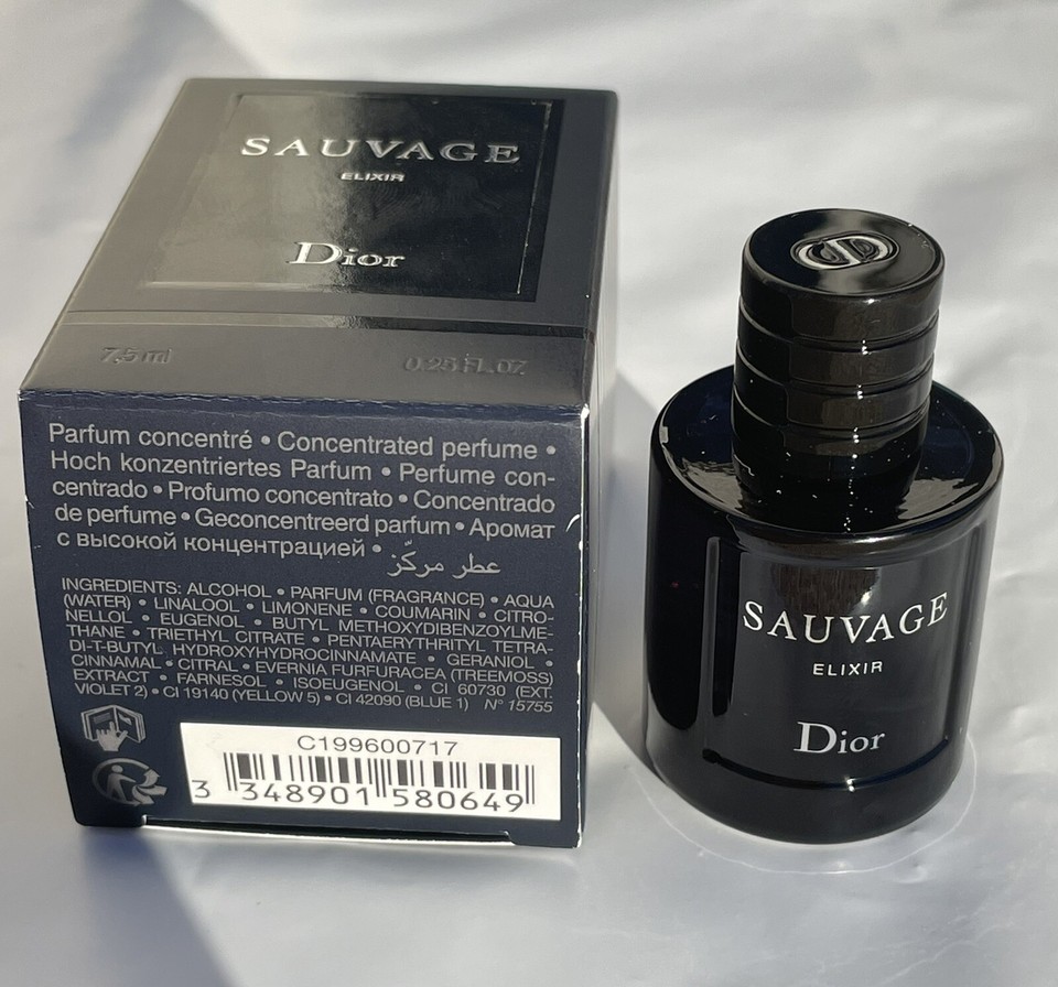DIOR SAUVAGE ELIXIR 0.25 fl oz/ 7.5 ml miniature splash NEW in box ...