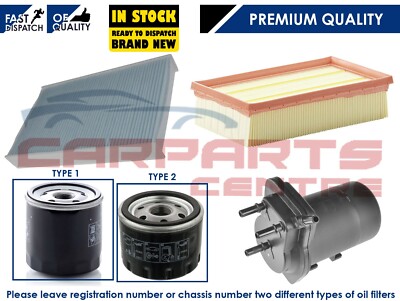 FOR NISSAN JUKE 1.5 DCi OIL AIR FUEL POLLEN FILTER FILTER SERVICE KIT ...