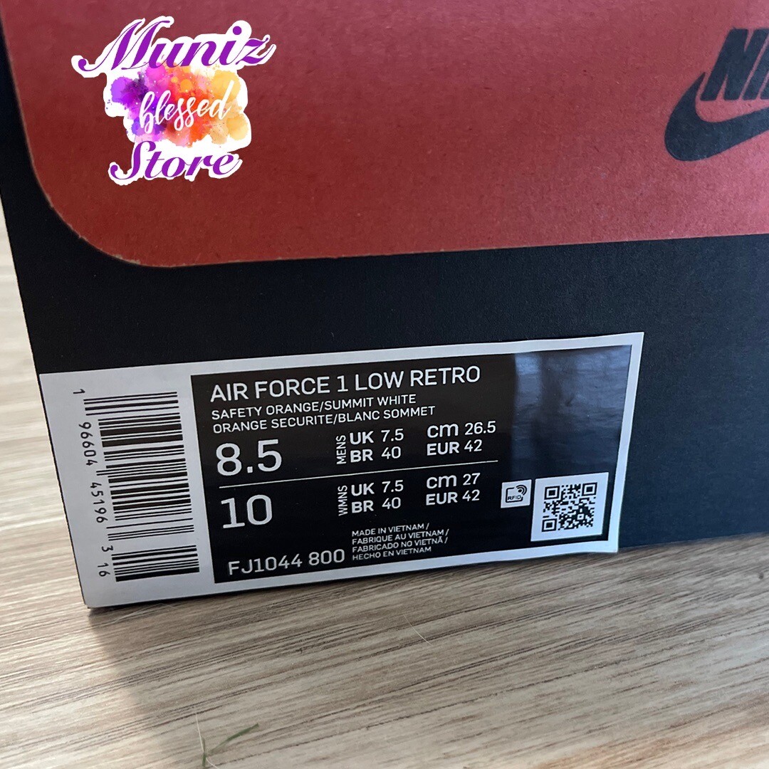 OG Nike Air Force 1 Low Men Sz 8.5 Jewel Safety Orange AF1 High Retro 1 ...