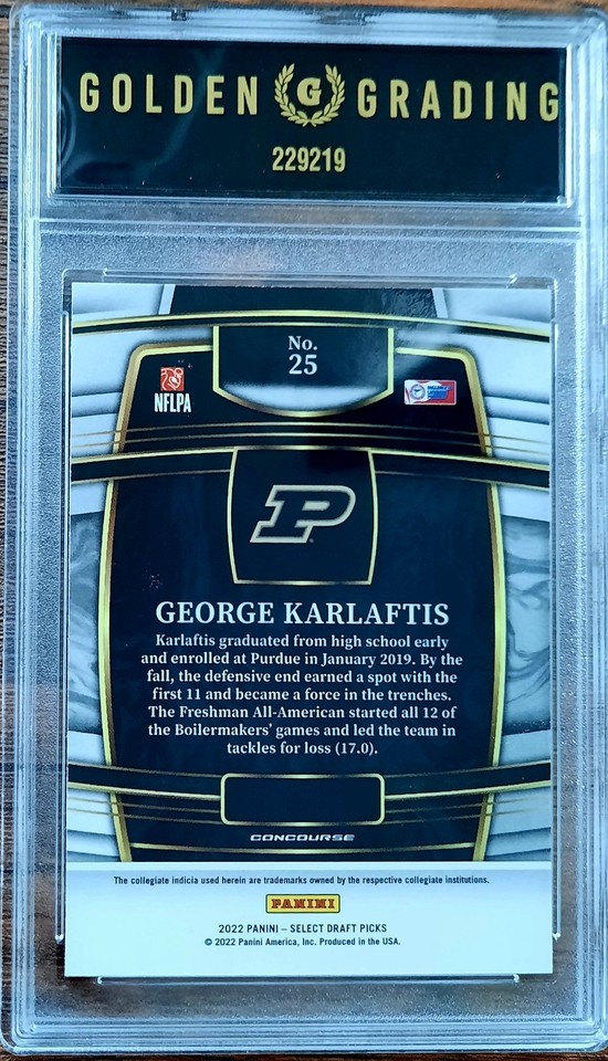 George Karlaftis 2022 Select DP #25 Blue RC Golden Grading (GG) 10 Gem Mint | eBay