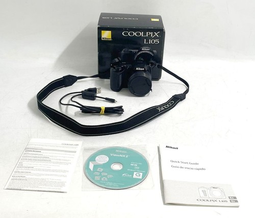 Nikon CoolPix L105 Digital Camera Black 12.1MP 15x Optical Zoom With ...