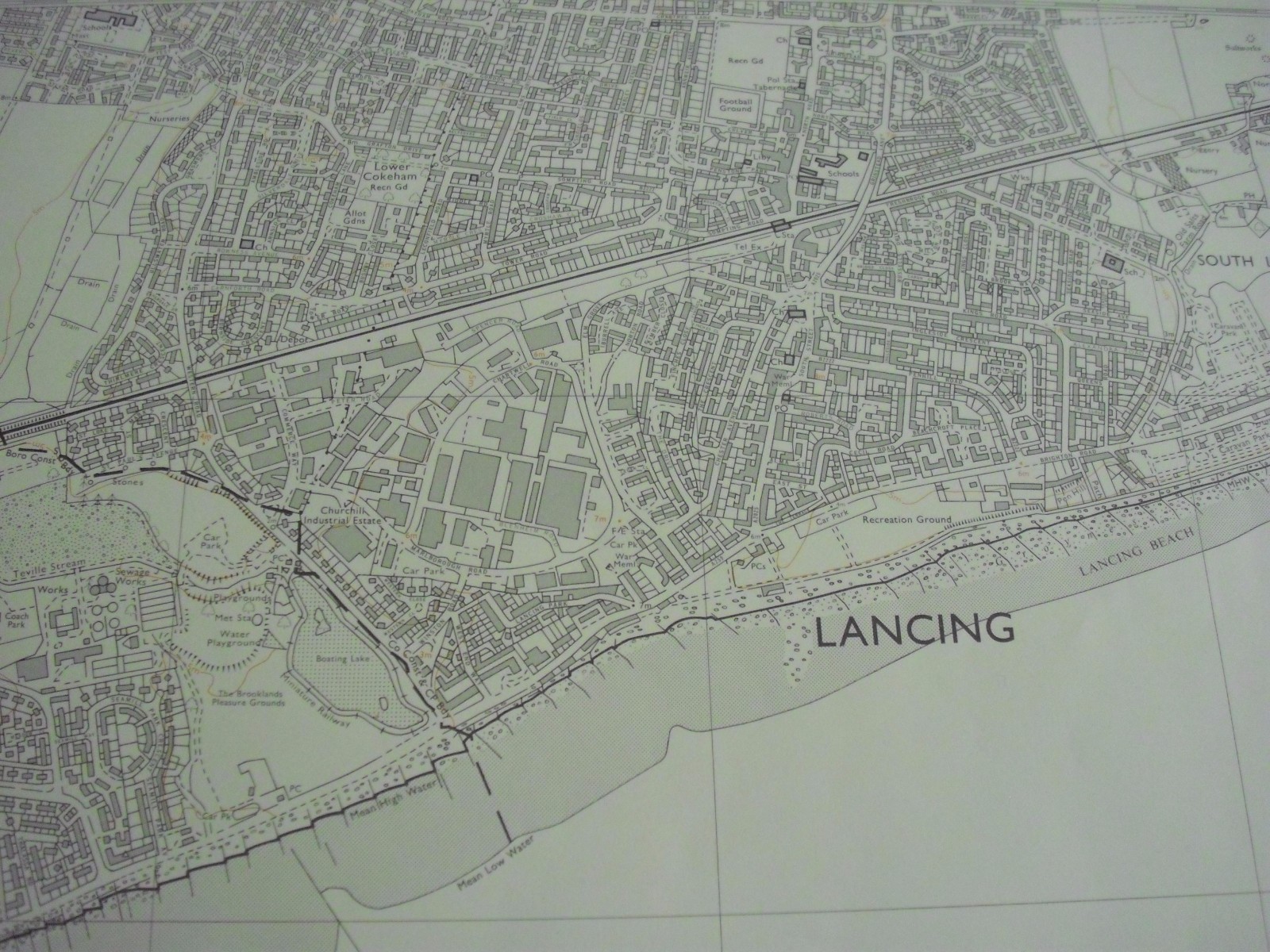 Ordnance Survey sheet Map Lancing West Sussex ref TQ10SE 1983 1:10000 ...
