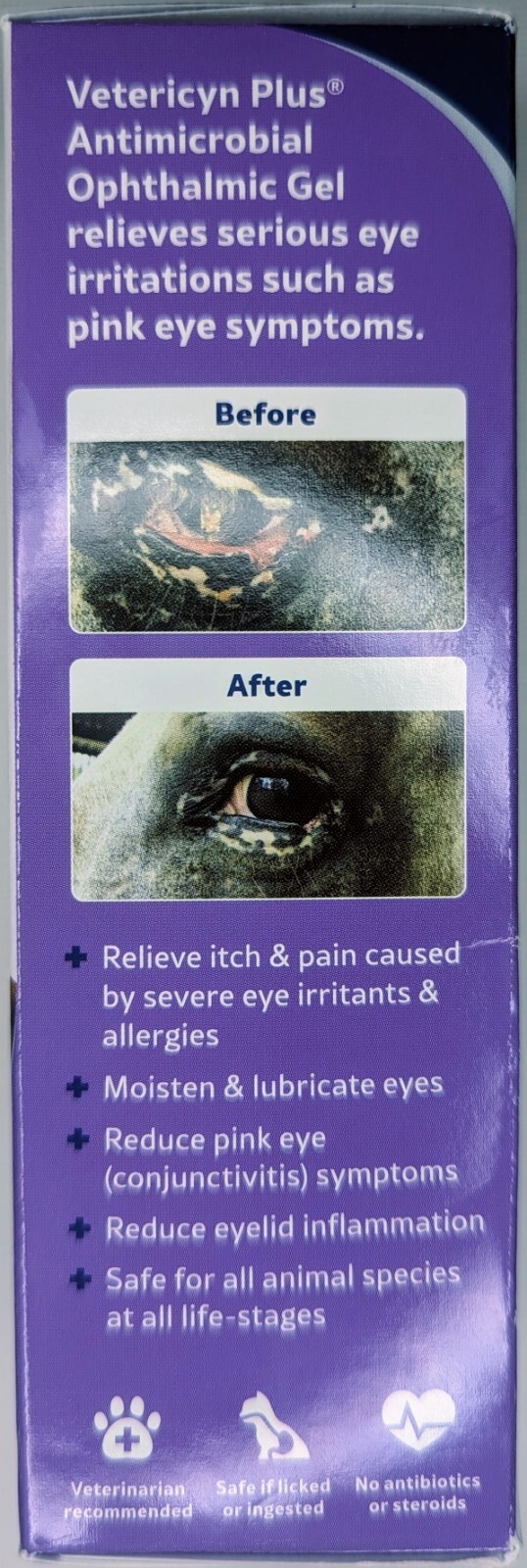 Vetericyn Plus Antimicrobial Horse / Pet Ophthalmic Eye Gel Lubricant ...