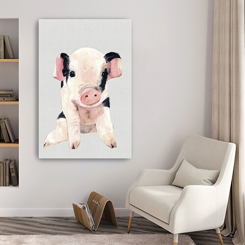 Decorative 48" Cute Pink Piglet Canvas Wall Art | eBay