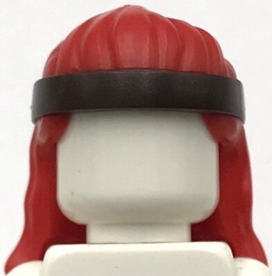Lego New Red Minifigure Hair Long Wavy Braid w/ Molded Dark Brown Head ...