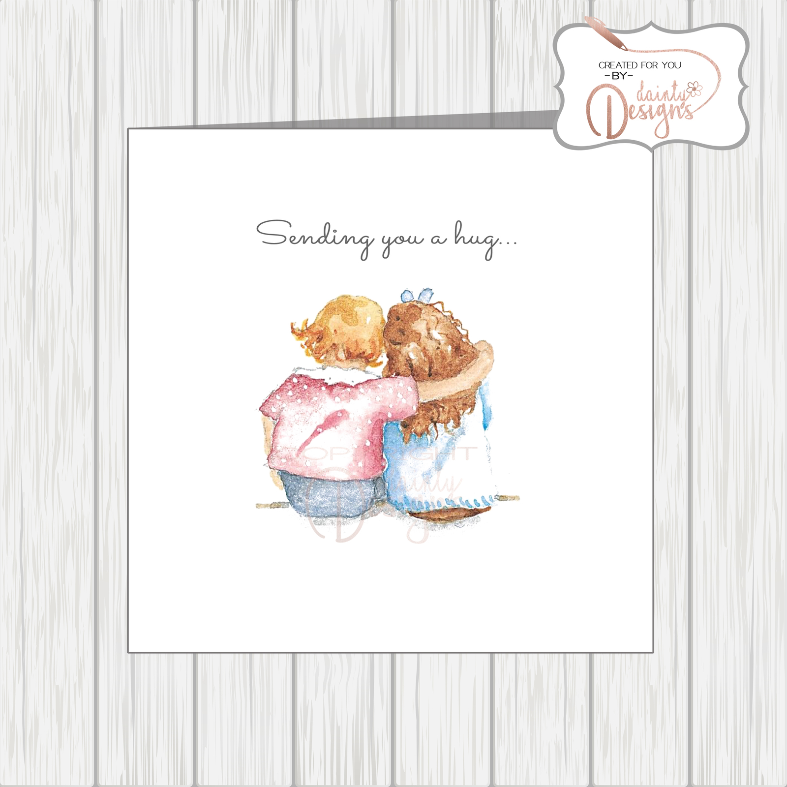 Friendship Card Sending You A Hug, Thinking Of You, Girls Hugging ...