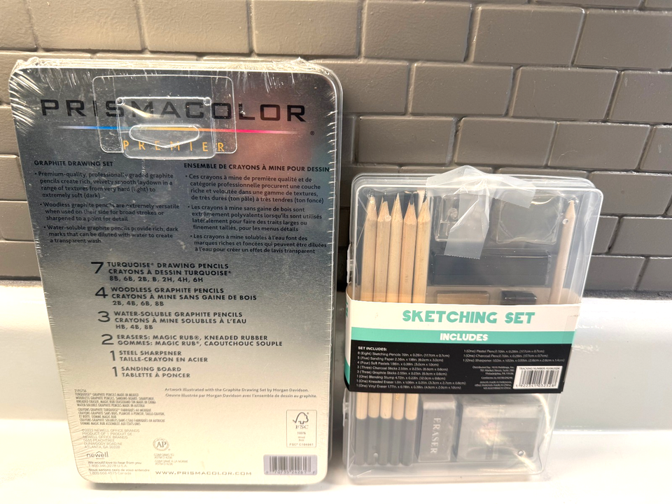 2 New Artist Sketching Drawing Kits Prismacolor Fine Art Graphite Sets ...