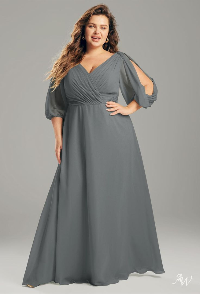 Jenny Packham NWT Silverstone Blue/Gray Lux Chiffon Sheer Sleeve Maxi Gown 16 | eBay