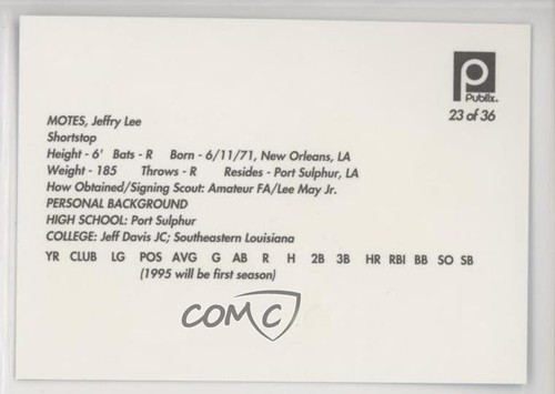 1995 Publix Super Market St Lucie Mets Jeff Motes #23 | eBay