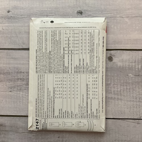 Simplicity 2147 Misses Mini Dress Tunic Pattern Learn to Sew UCT Sz 6 ...