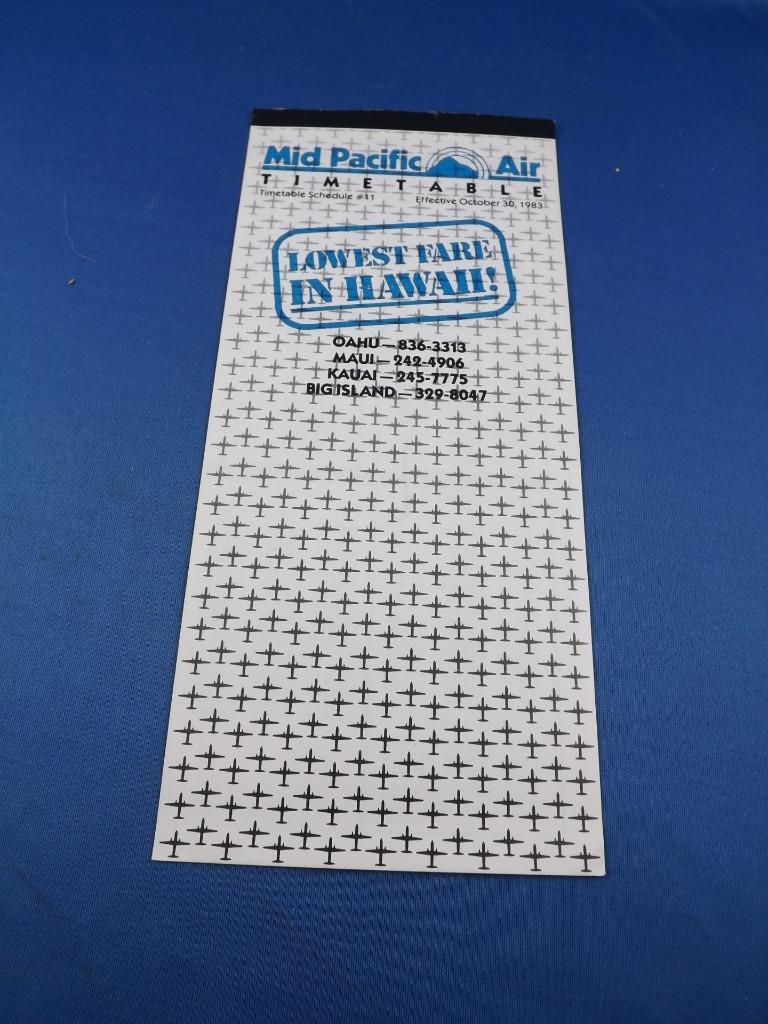 MID PACIFIC AIR TIMETABLE OCTOBER 1983 AIRLINE AIRPLANE TRAVEL ...
