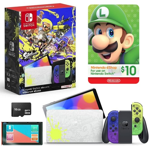 NEW Nintendo Switch OLED Splatoon 3 Limited Edition Console + Big Gamer ...
