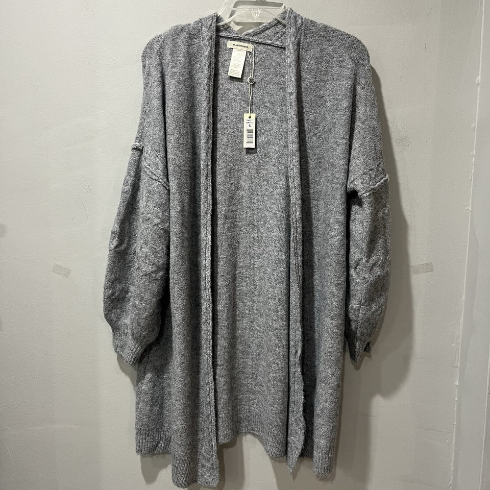 Max Studio Steel Gray Open Front Cardigan Sweater Comfy Size Small ...