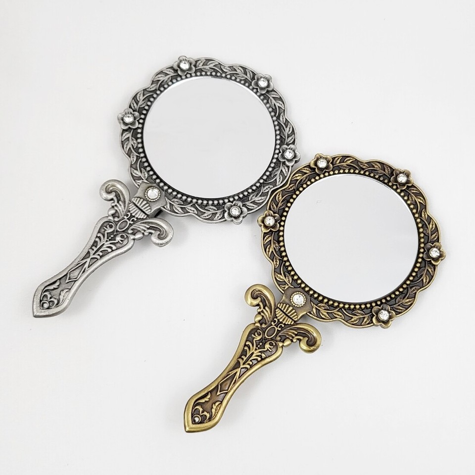 Mini Hand Mirror Vintage Small Folding Round Portable Pocket Size ...