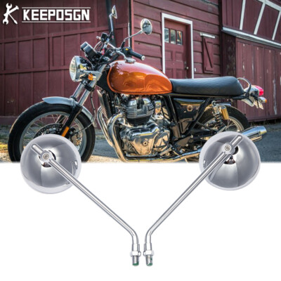 Chrome Side Mirrors 3" Round Rearview For 650 Cafe Racer Himalayan ...