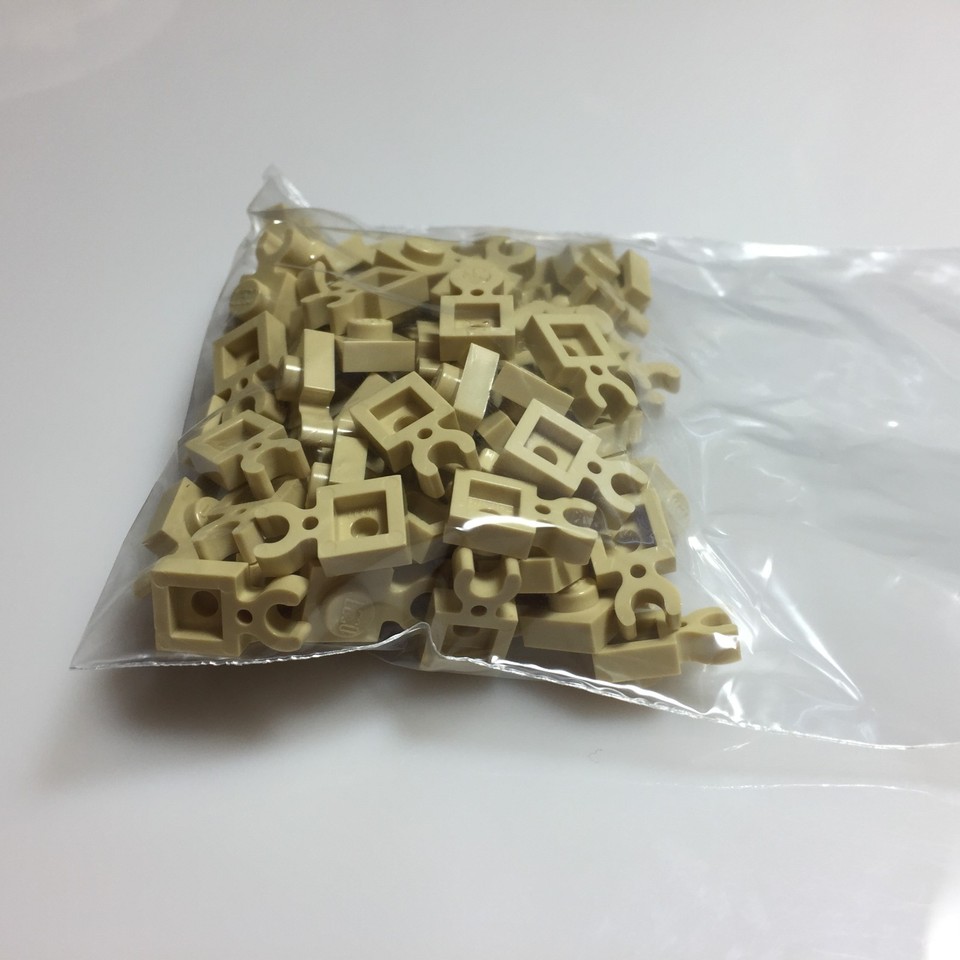 75 per lot NEW LEGO Brick Yellow (Tan) 1X1 W. Holder plate (60897/ ...