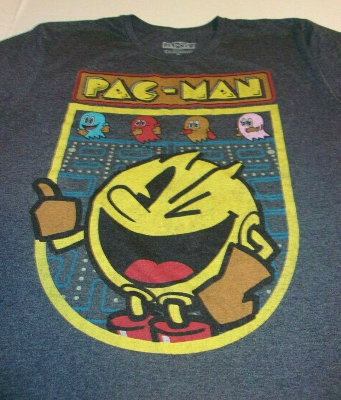 Pac-Man and Ghosts 80's Graphic Video Game Gray T-Shi… - Gem