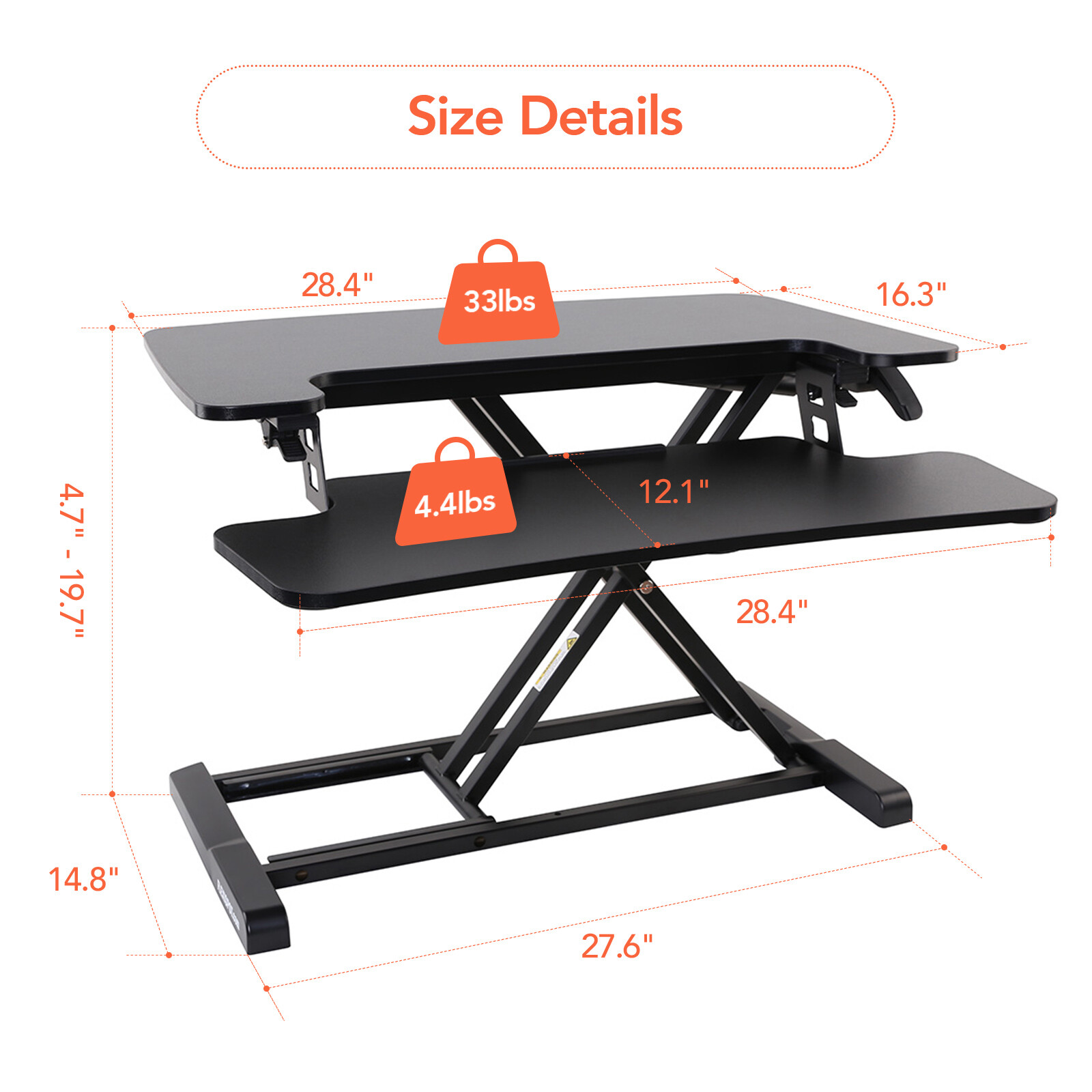 FLEXISPOT 28" Height Adjustable Home Office Desk Converter Computer ...