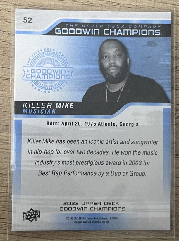 2023 Upper Deck Goodwin Champions Killer Mike #52 MUSICIAN A2 | eBay