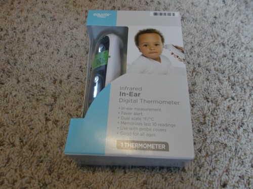 New - Equate infrared in-ear thermometer all ages fever alert fast and ...