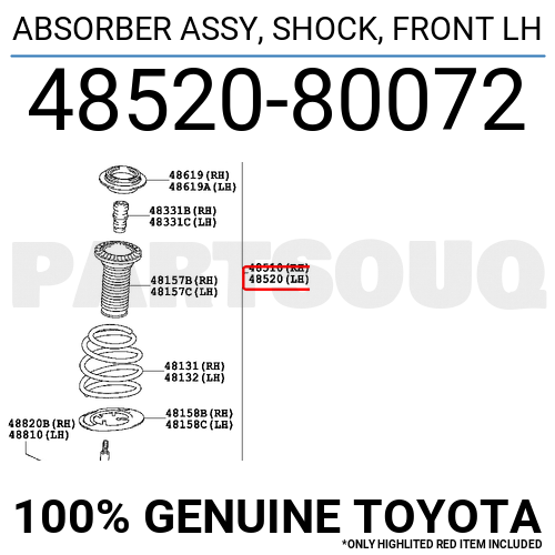 4852080072 Genuine Toyota ABSORBER ASSY, SHOCK, FRONT LH 48520-80072 | eBay