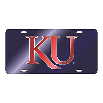 UNIVERSITY OF KANSAS Jayhawks Mirrored Blue KU License Plate / Car Tag ...