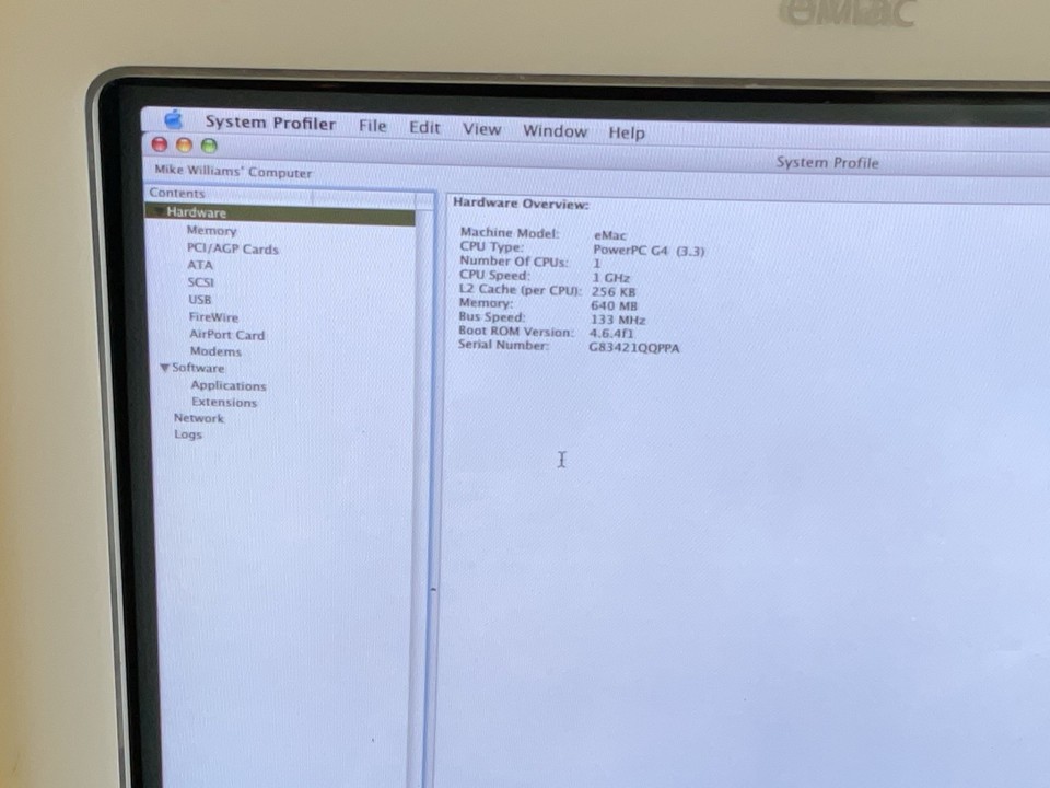 Apple eMac Model A1002 1 GHz PowerPC G4 640MB All in One Desktop ...