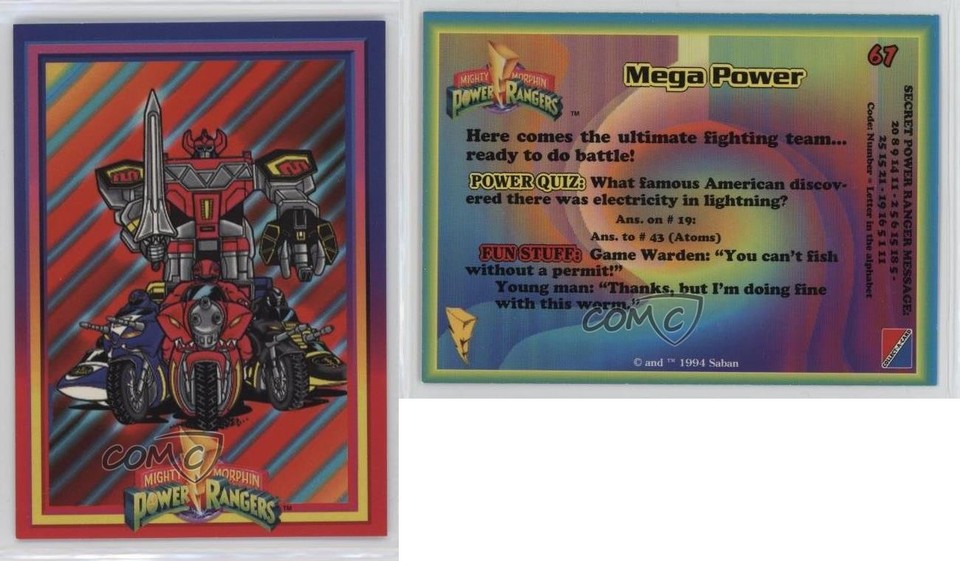 1994 Collect-A-Card Mighty Morphin Power Rangers Series 1 Hobby Mega ...