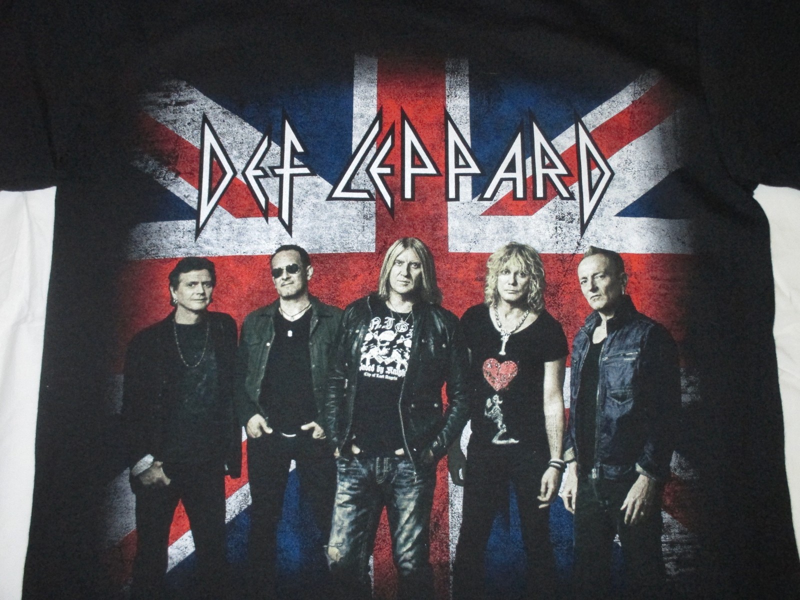 DEF LEPPARD 2016 US TOUR T-SHIRT Mens S, UK BRITISH FLAG, Black Uni ...