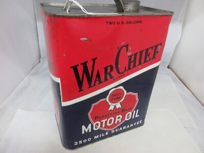 VINTAGE ADVERTISING WAR CHIEF MOTOR OIL 2 GALLON TIN D-36 | eBay