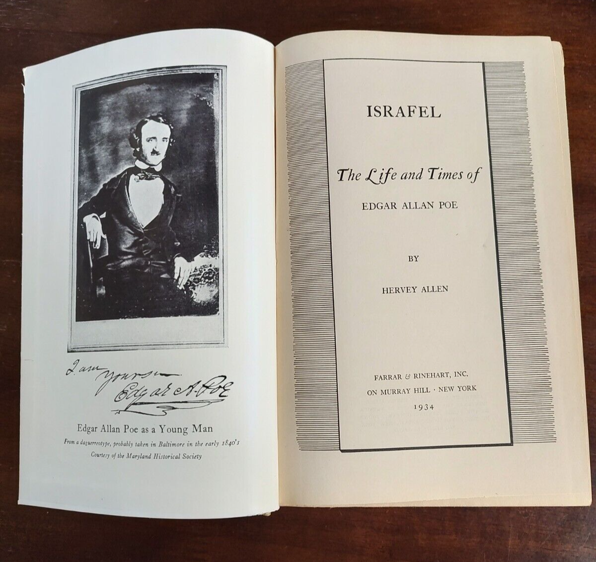 Israfel, The Life & Times of Edgar Allan Poe, 1934 Farrar & Rinehart ...