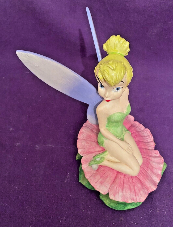 Rare Disney Store Tinker Bell Sitting on Flower Ceramic Statue | eBay
