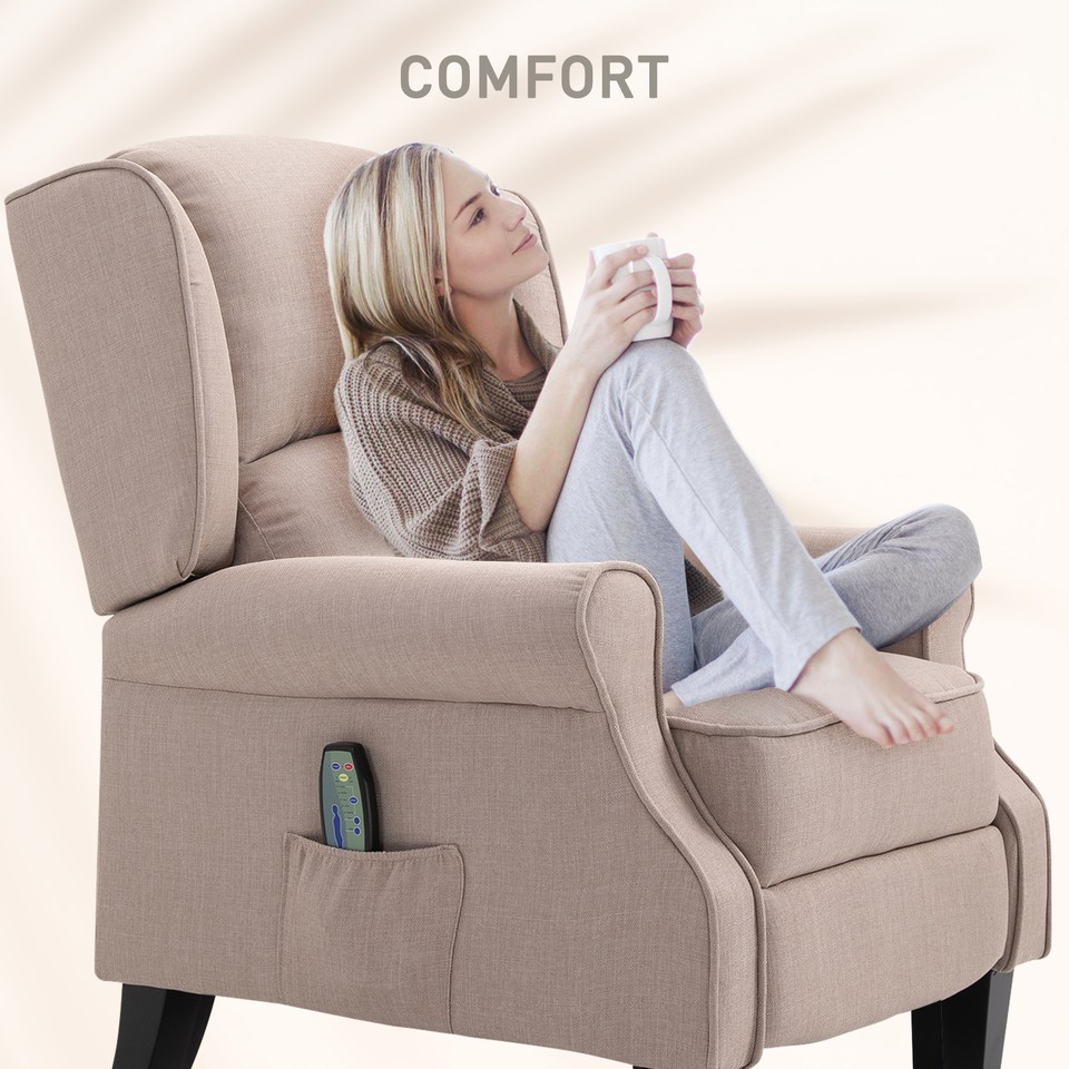 Relaxing Fabric Heated Massage Chair Vibrating Recliner Sofa With ...