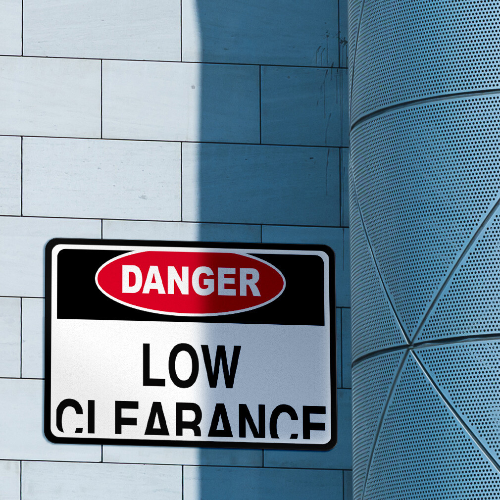 Horizontal Metal Sign Danger Low Clearance Hazard Weatherproof Street ...