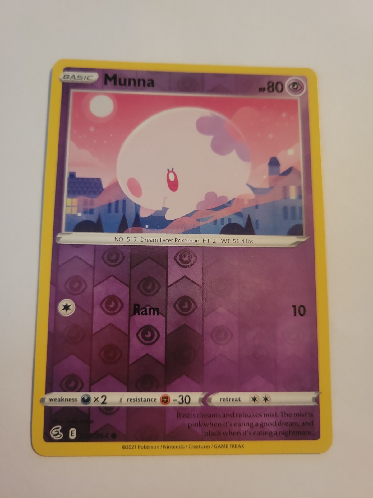 Pokémon TCG Munna Fusion Strike 121/264 Reverse Holo Common Psychic ...