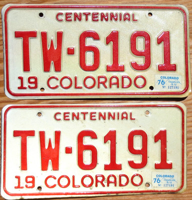1976 Colorado License Plate Number Tag PAIR Plates | eBay