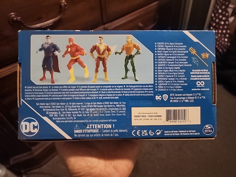 2022 Spin Master 4”- 4 Pack DC Figures Superman, Flash, Shazam, Aquaman ...